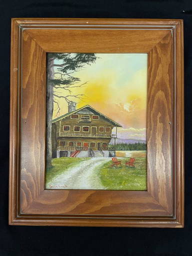 Marilyn Vona "Main Lodge at Sunset" Oil Painting (#0307) on Oct 10 ...