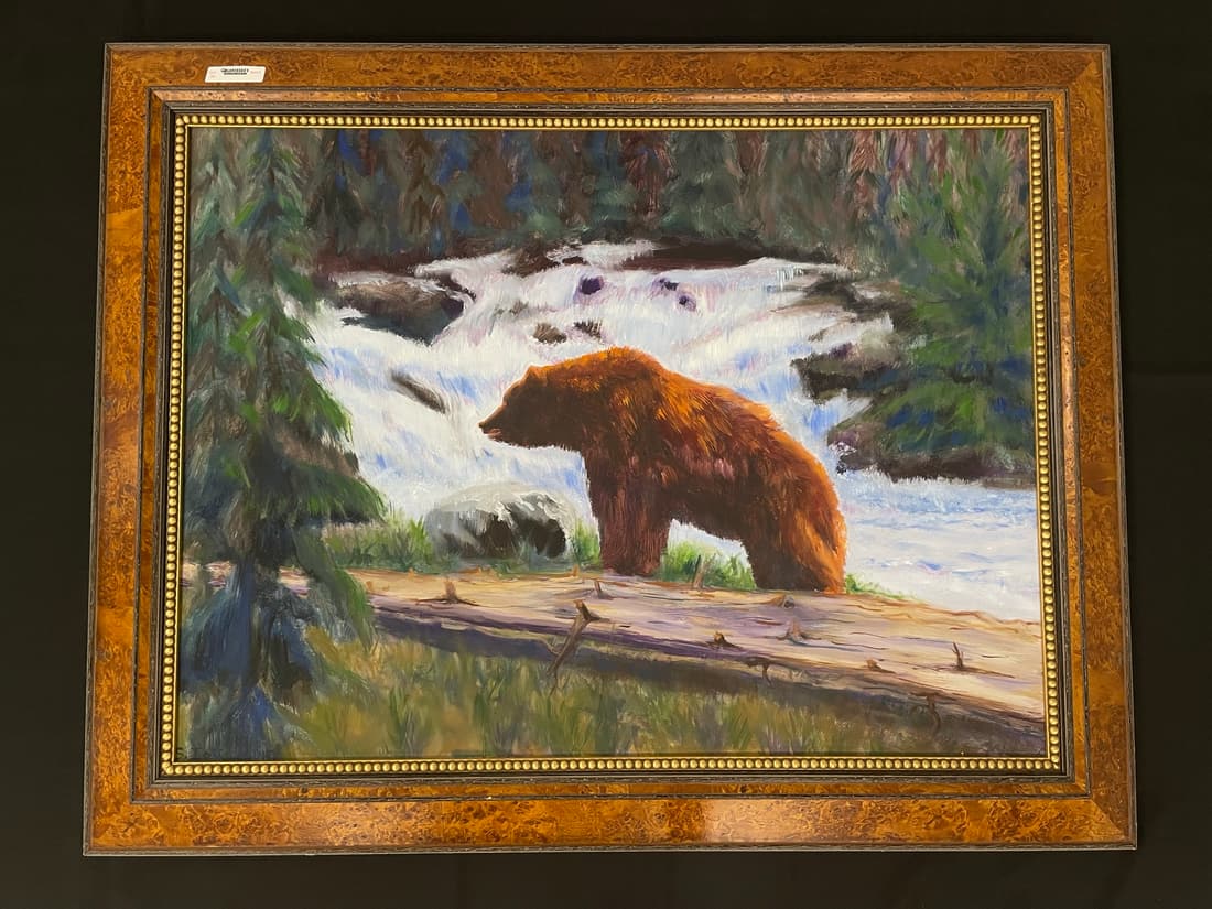 Sharon Iott Stchur Oil On Canvas Of Brown Bear Auction
