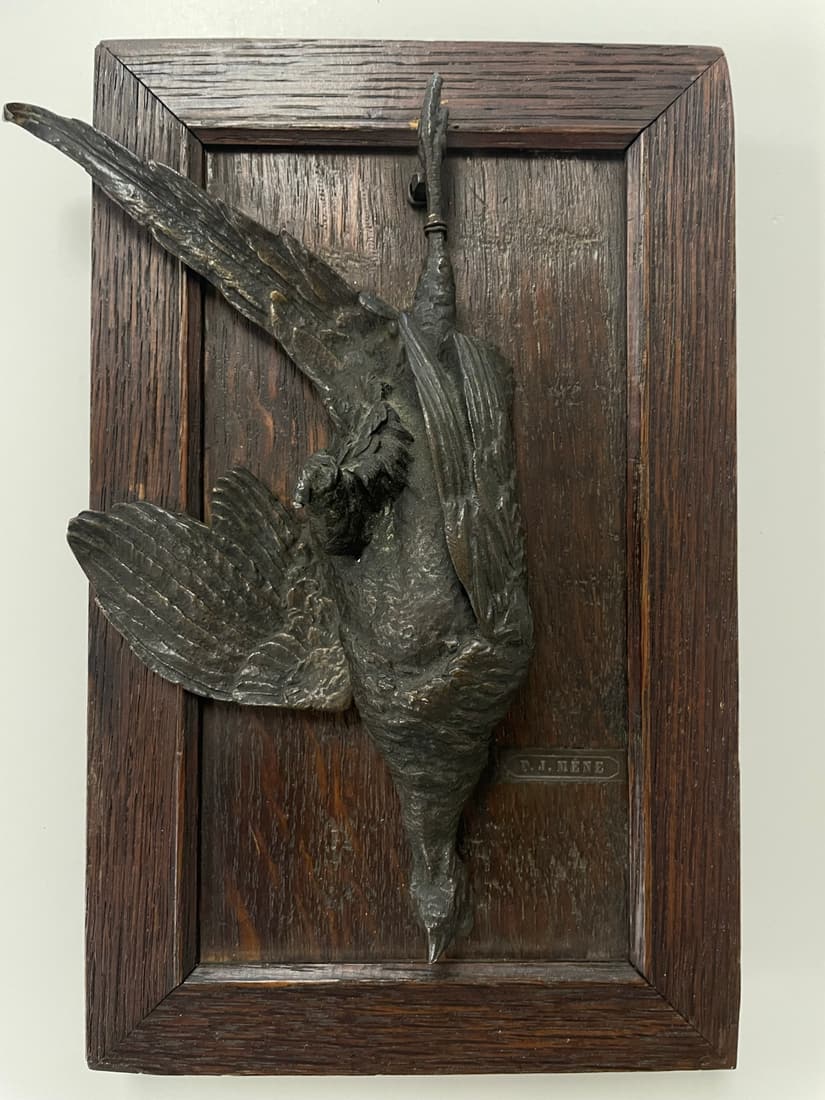 P.j. Mene Bronze Hanging Pheasant On Oak Plaque Auction