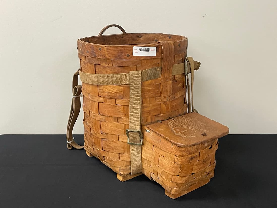 Trappers Pack Basket With Canvas Straps Auction