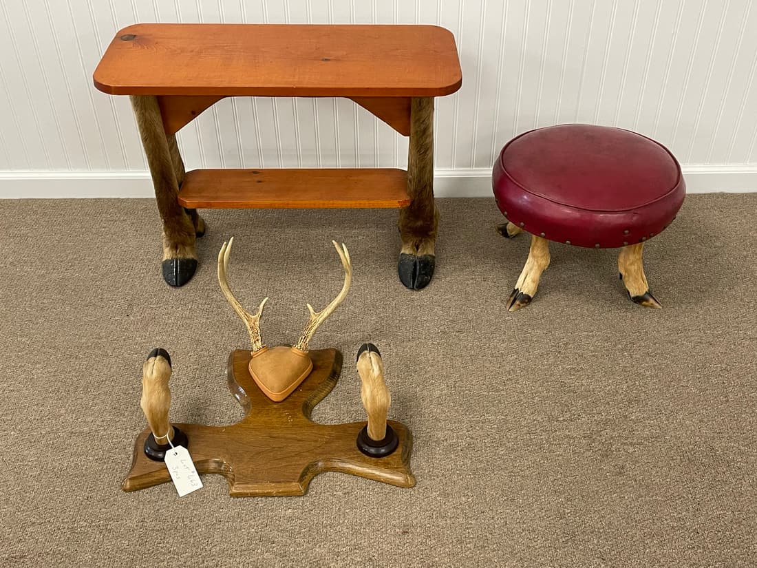 Deer Hoof Stand, Stool & Gun Rack Auction