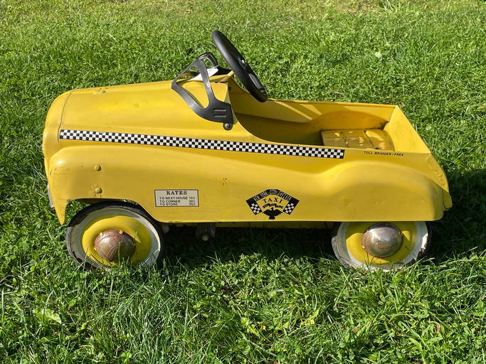 Yellow Taxi Metal Peddle Car