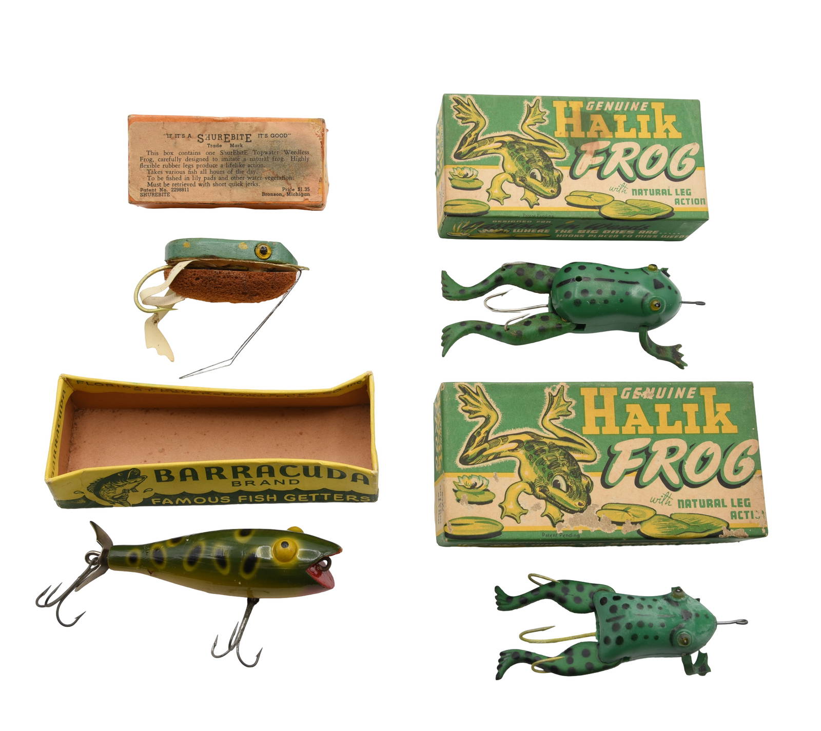 4 Vintage Frog Lures Auction