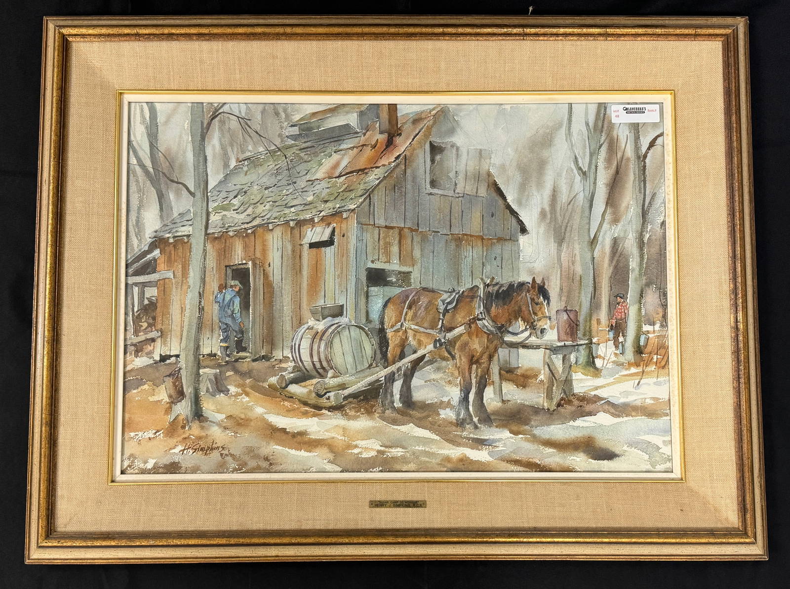 Henry J. Simpkins Sugar Camp Watercolor Auction