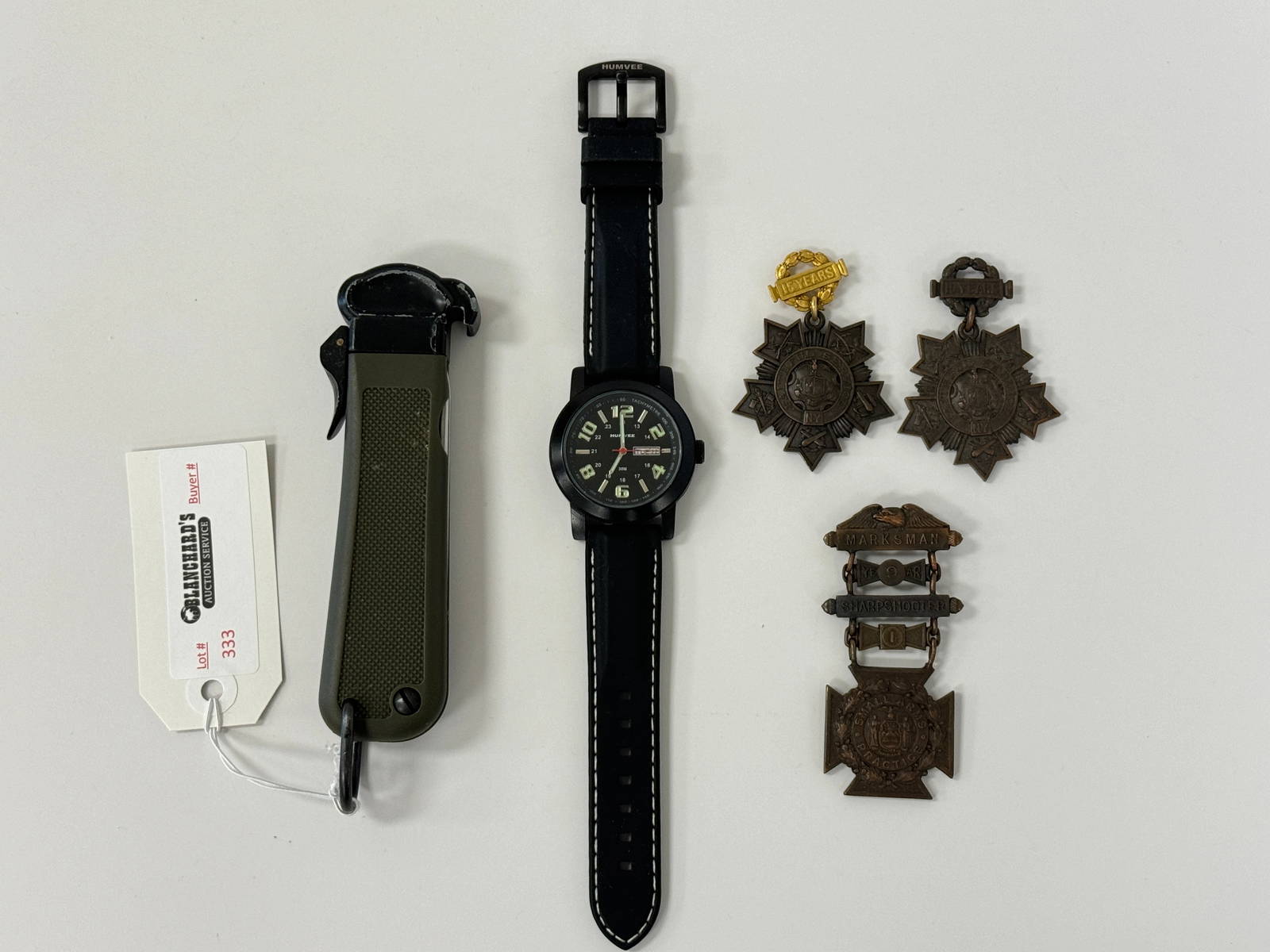Military Gravity Knife, Humvee Watch & Metals Auction