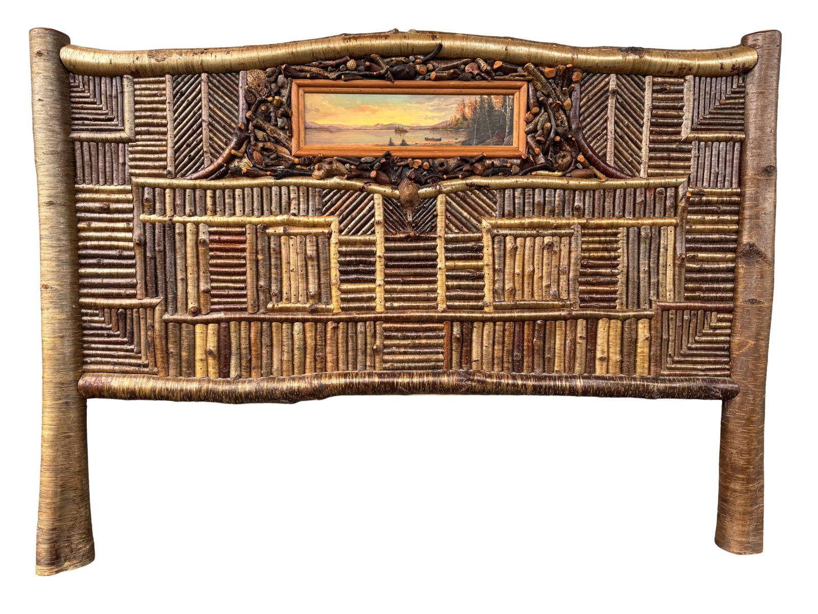 Barney Bellinger Queen Size Custom Adirondack Headboard Auction