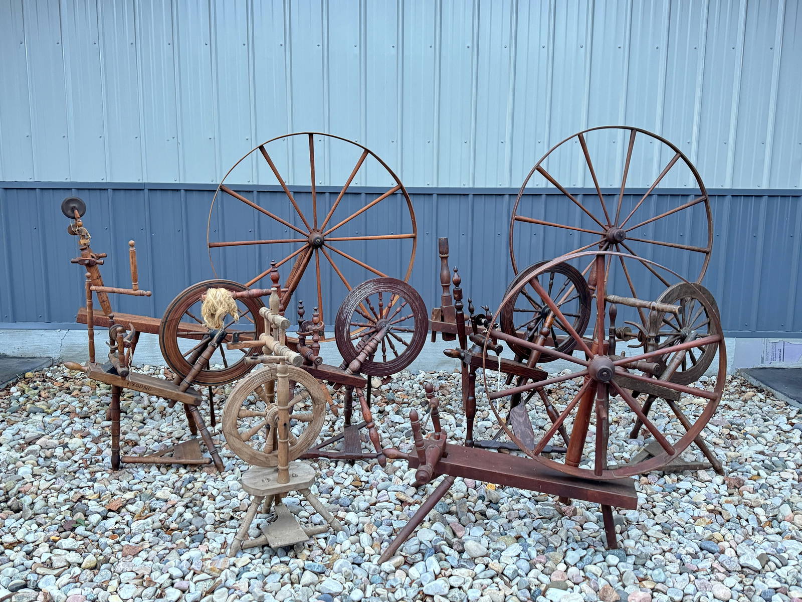 8 Antique Spinning & Flax Wheels Auction