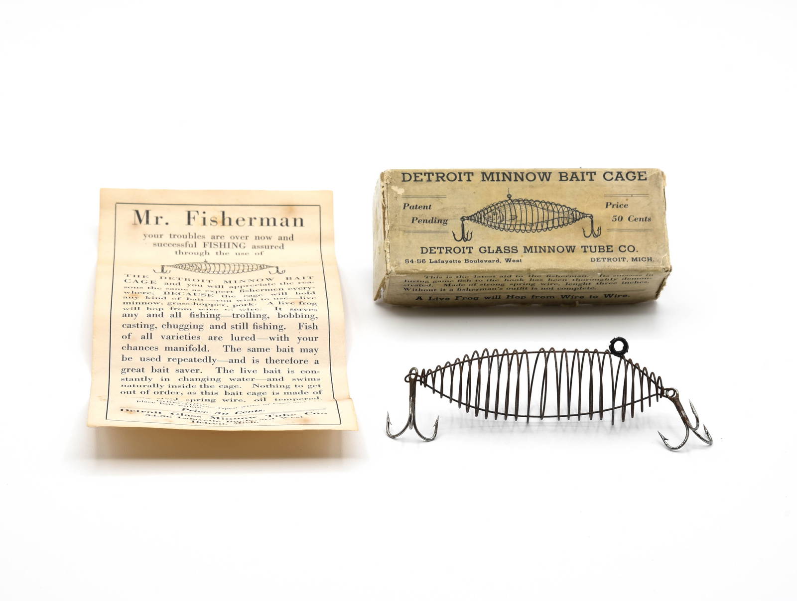 Detroit Minnow Bait Cage & Picture Box Auction