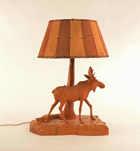 Dube Style Moose Carved Lamp