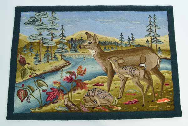Adirondack Whitetail Deer Hooked Rug
