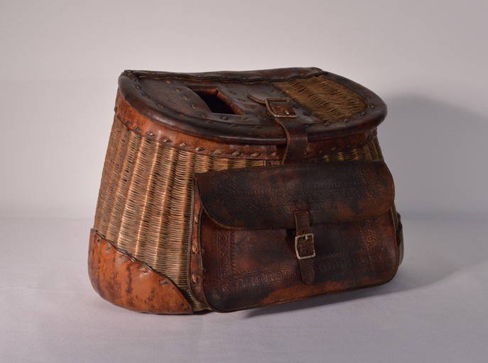 Macmonies Tooled Leather Trim Fishing Creel