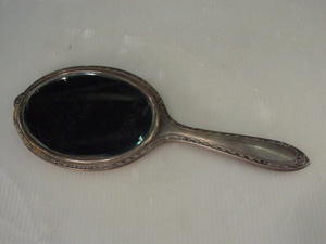 Antique Sterling Silver Hand Vanity Mirror