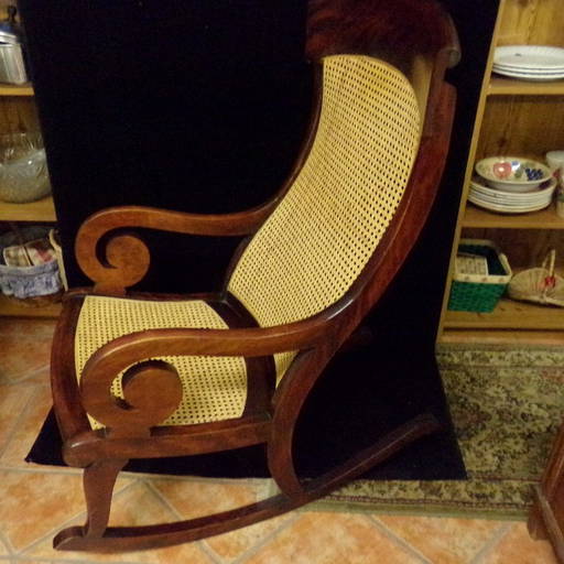 Antique Lincoln Rocking Chair Cane Seat & Back