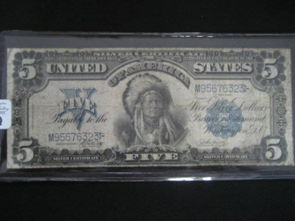 U.s. 1899 Five Dollar Silver Certificate.