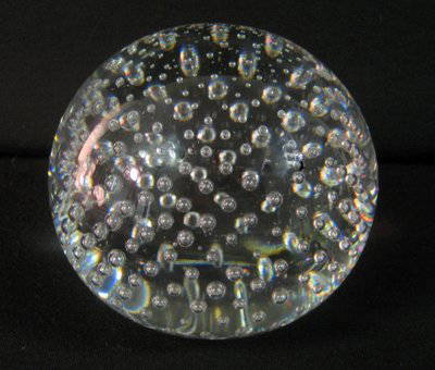 Steuben Crystal Round Paperweight With Internal B
