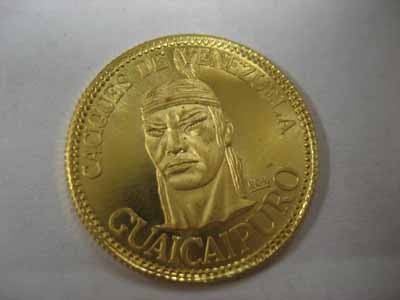 1957 Venezuelan Cacique Gold Coin Guaicaipuro