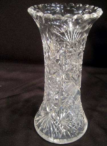 Antique Cut Glass "star & Thisle" Pattern Vase