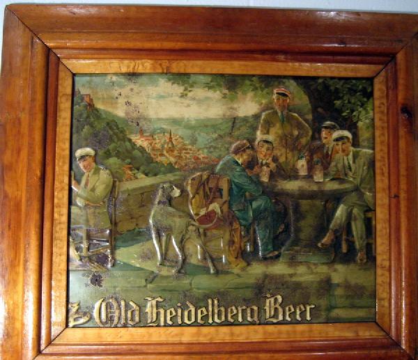 Framed Old Heidelberg Beer Advertisting Sign - antique