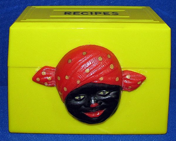 341: AUNT JEMIMA RECIPE BOX IN YELLOW