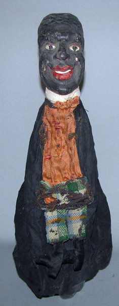 89: BLACK AMERICANA FOLK ART CARVED WOOD HAND PUPPET