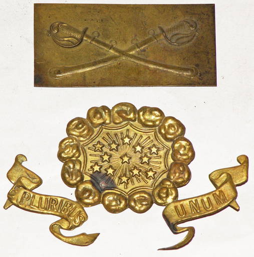 Two Stamped Brass Emblems