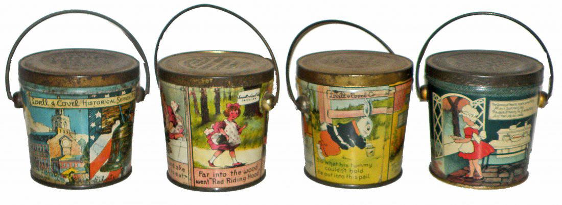 Four Lovell & Covel Candy Tins