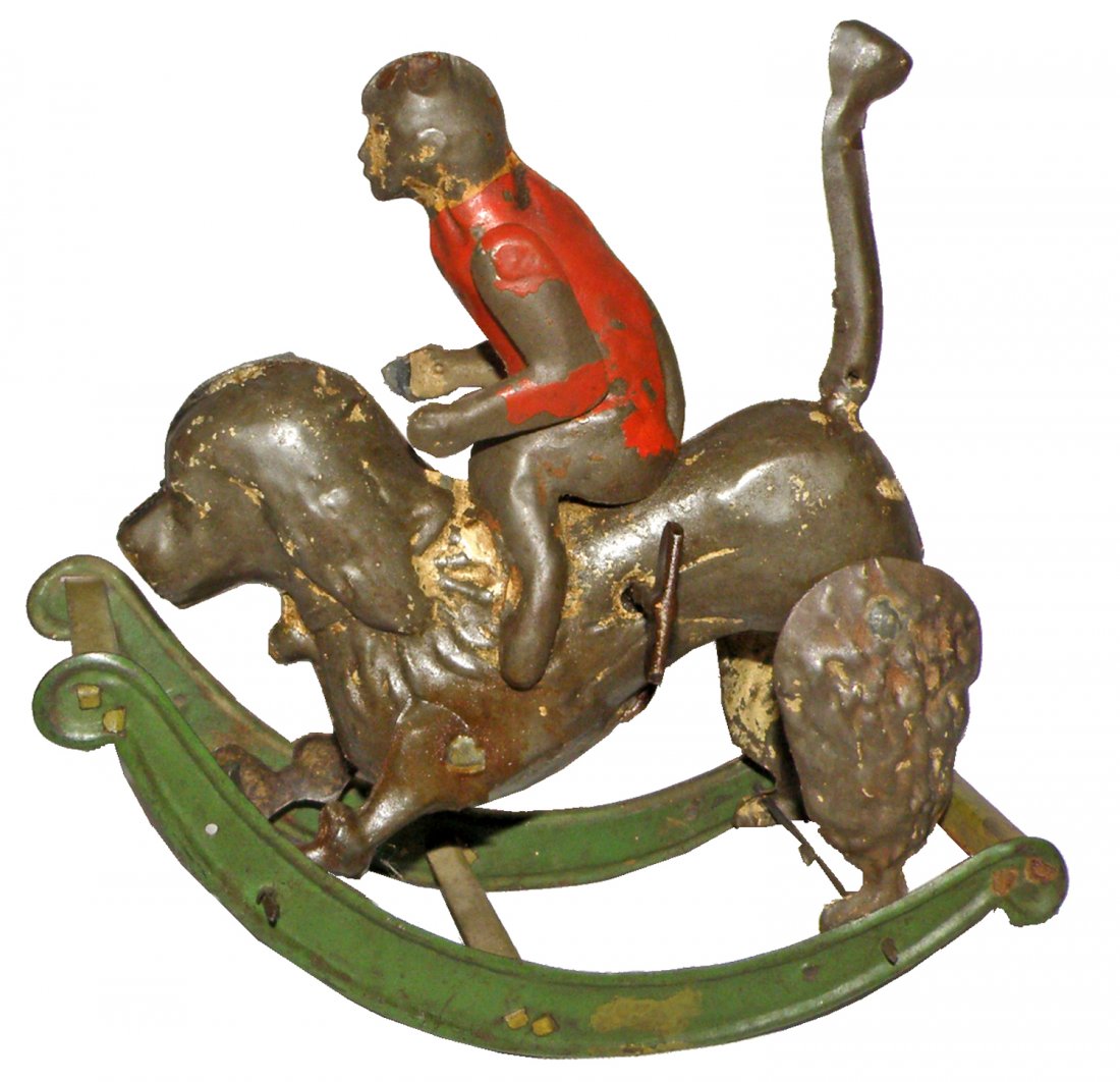 GUNTHERMANN HAND PAINTED MONKEY ON ROCKING DOG