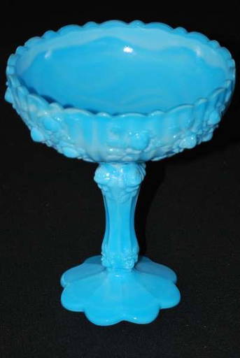 Fenton Blue & White Slag Glass Compote
