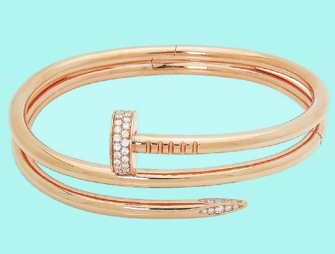 Cartier 18K Juste Un Clou Diamond Double Nail Bracelet