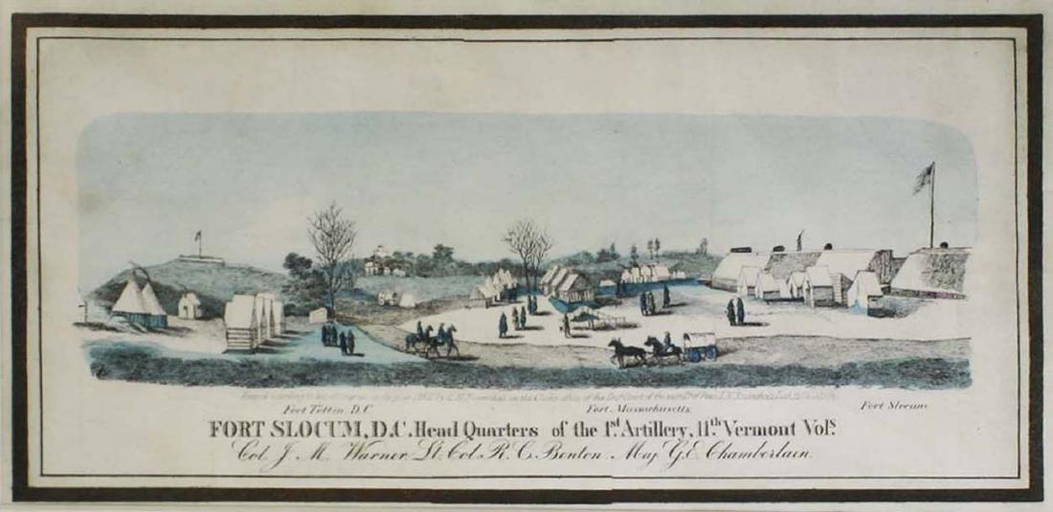 1862 Rosenthal Litho Of Fort Slocum Dc Hq Of 11th Vt