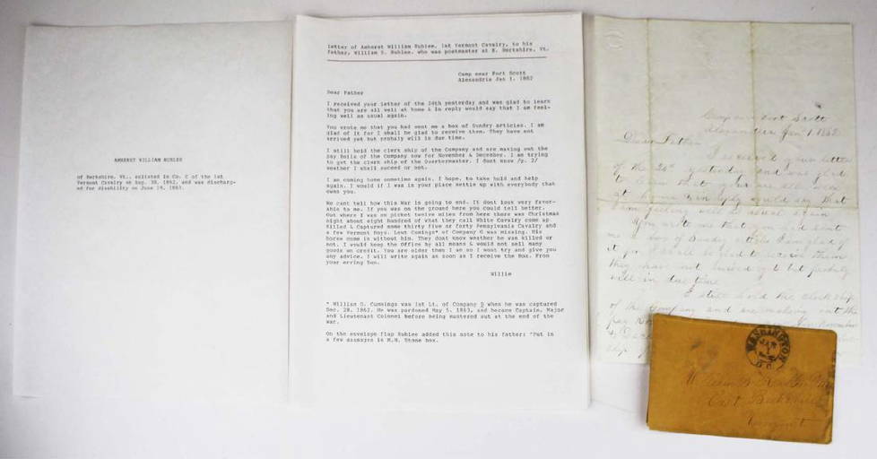 Vt Civil War A W Rublee Letters W/ Covers
