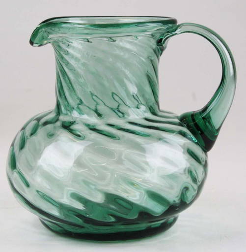 Blown Swirled Aqua Glass Pitcher