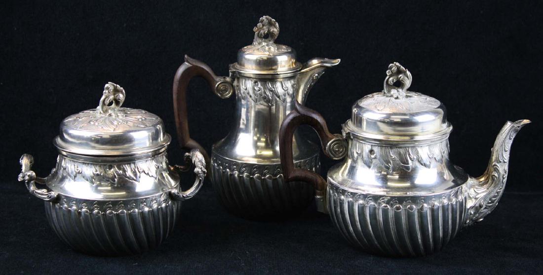 3 pc French silver rococo tea set