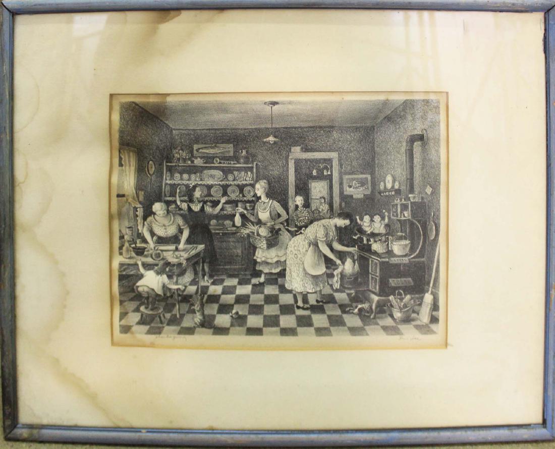 1942 Doris Lee signed print "Thanksgiving"