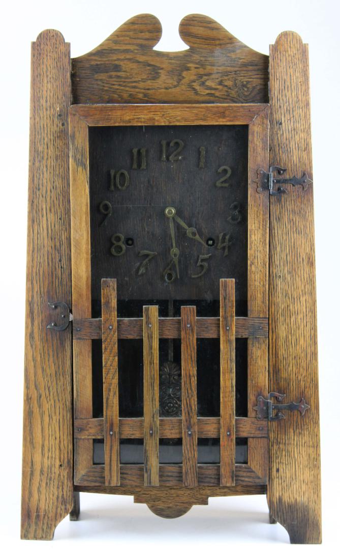 ca 1910 Sessions Mission oak shelf clock