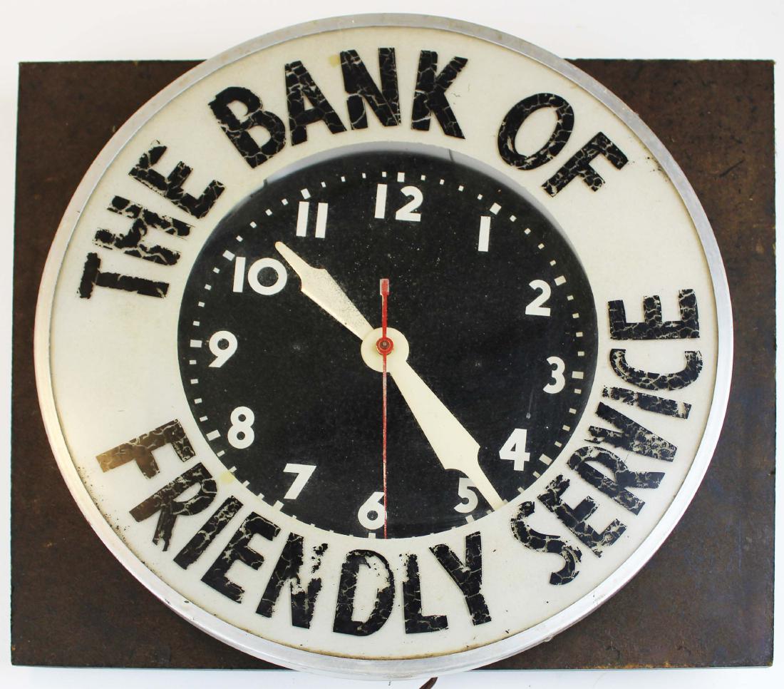 "The Bank of Friendly Service" elec. wall clock