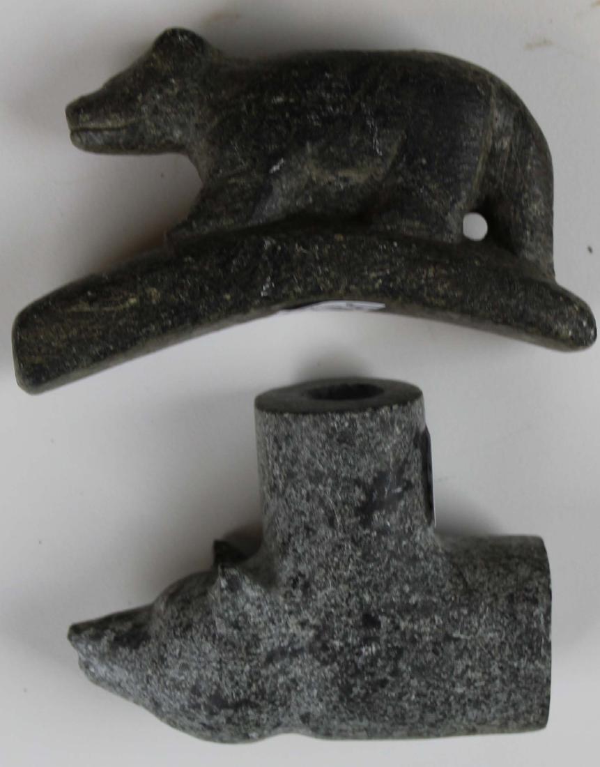 Two Soap Stone Bear Pipes