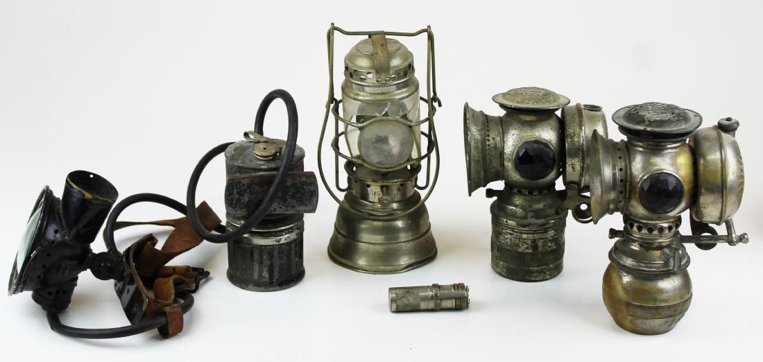 early 20th c carbide lanterns, miners lamp