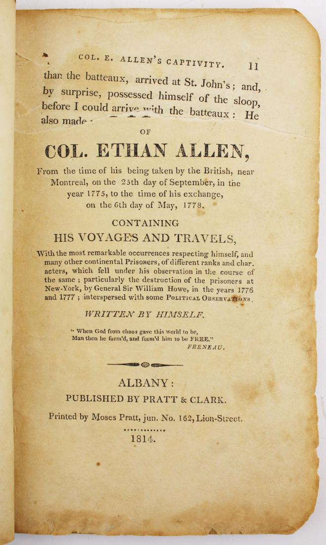 Narrative of the Captivity of Col Ethan Allen