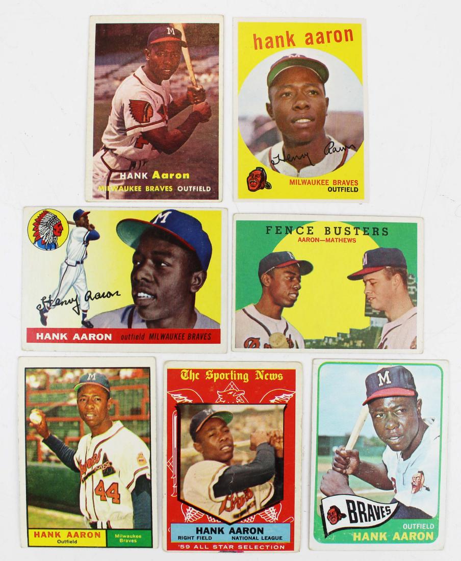 7 Hank Aaron baseball cards
