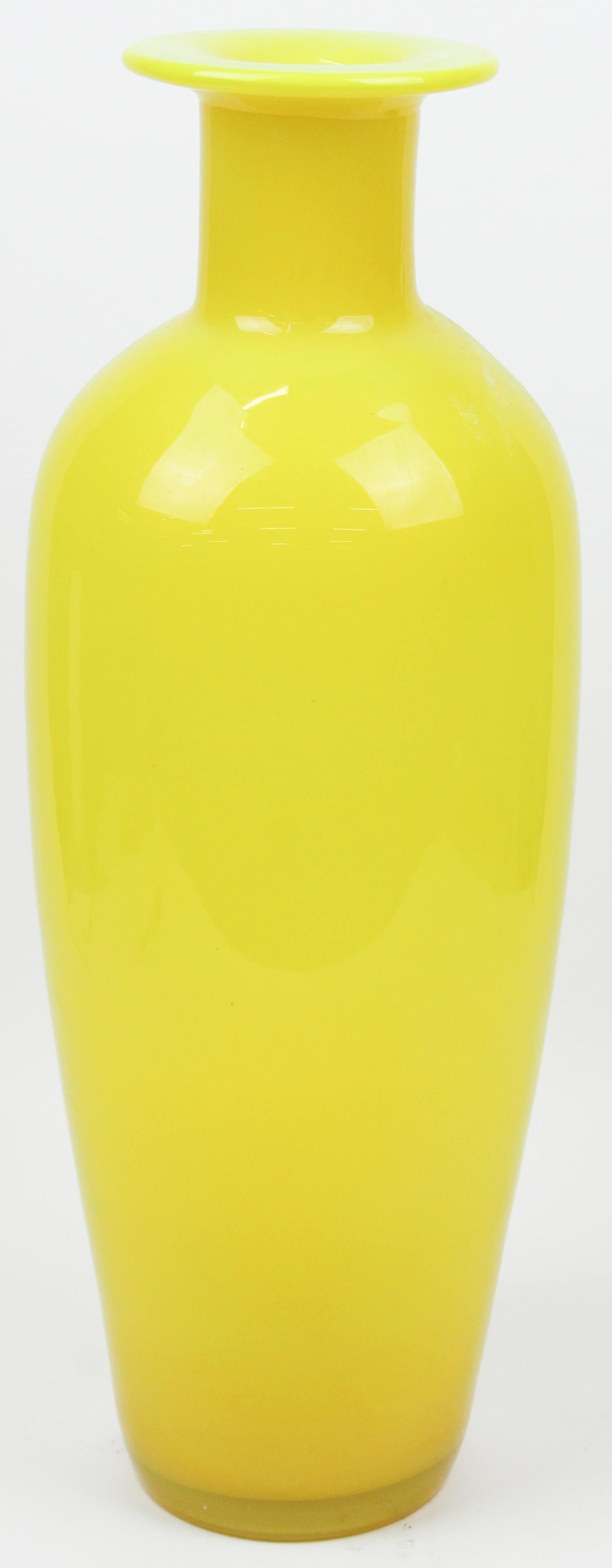Monumental Blenko Canary Yellow Art Glass Vase