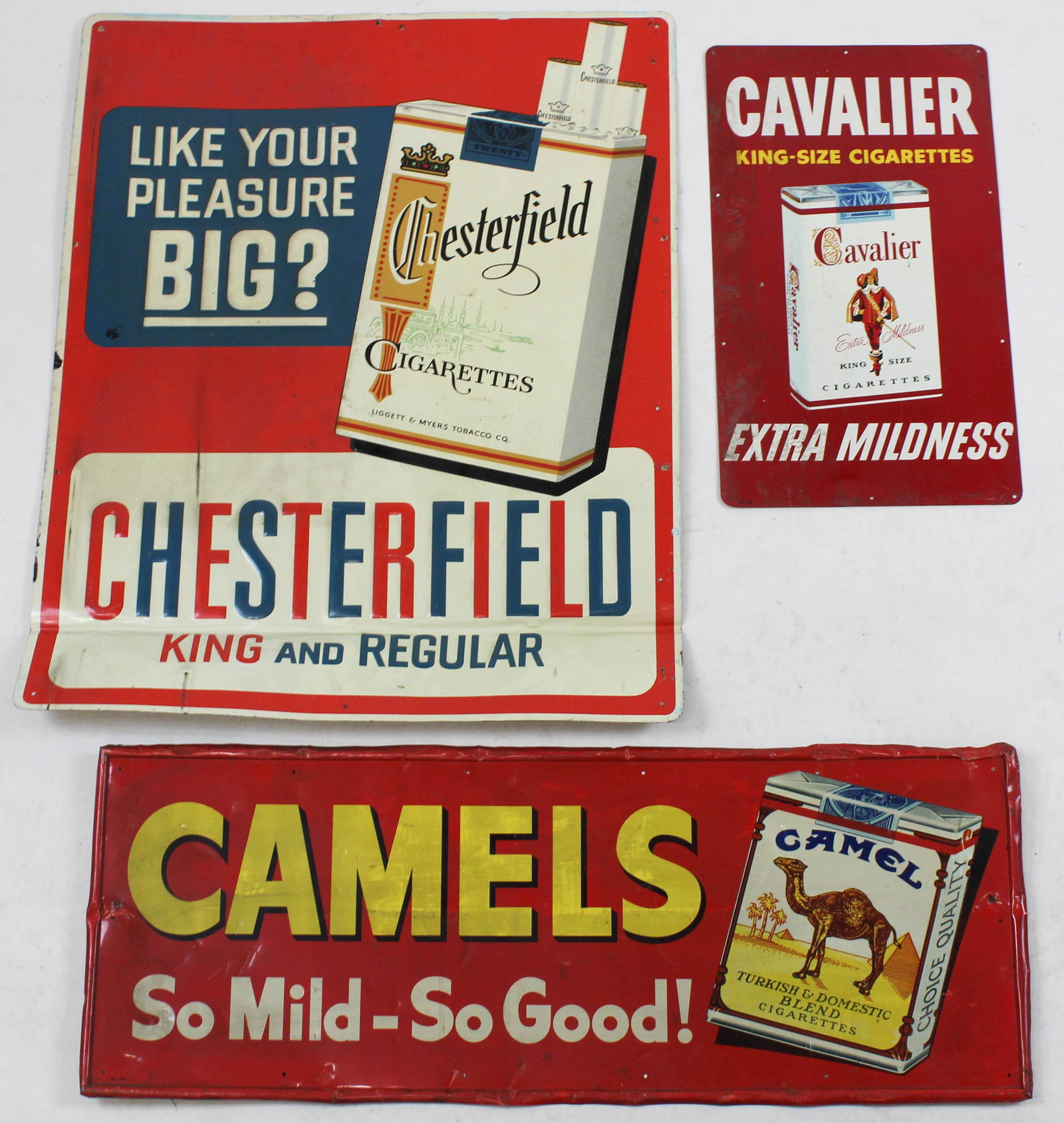 3 Tin Litho Cigarette Advertising Signs - Mar 21, 2020 | Merrill's ...