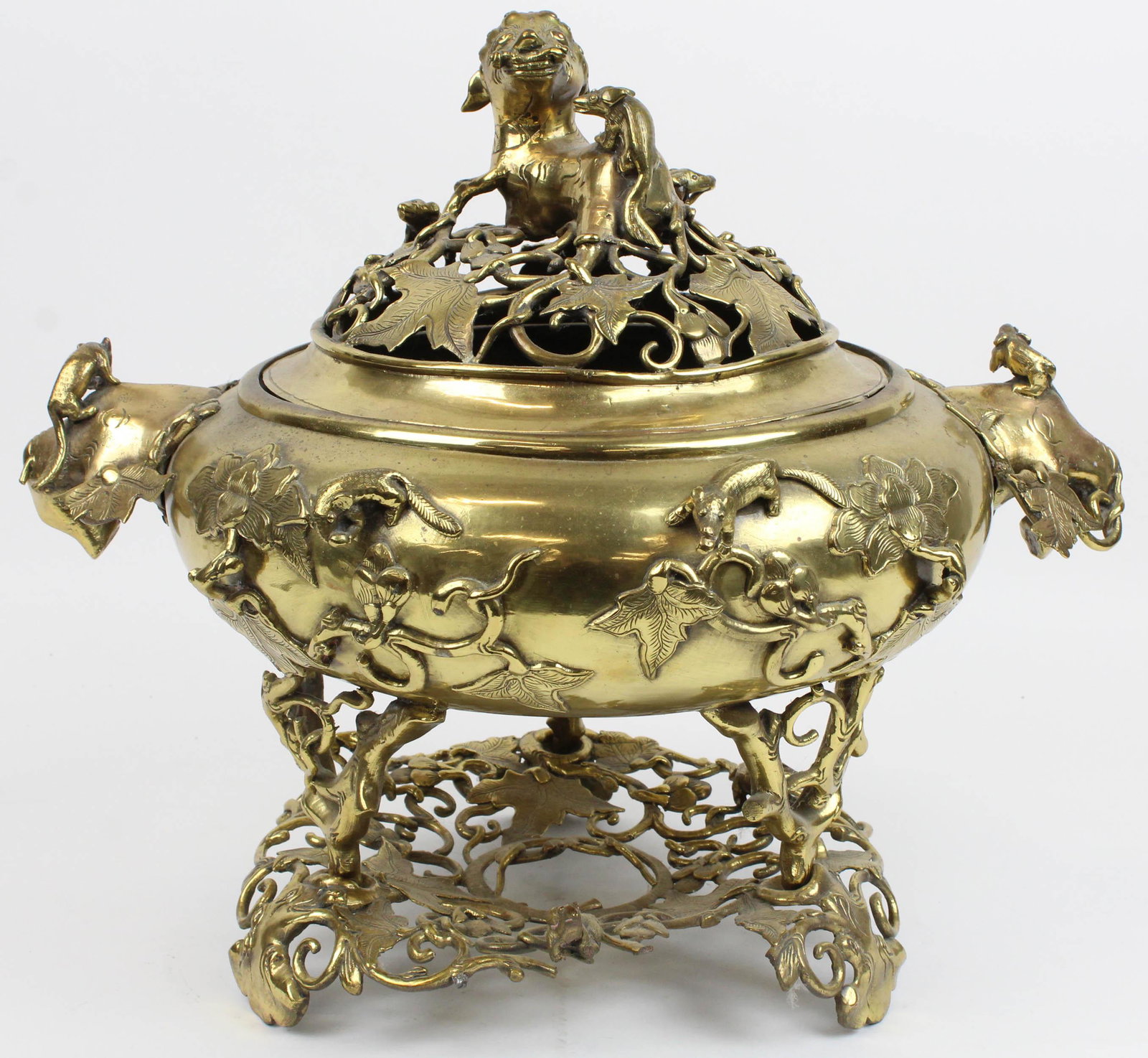 Chinese Reticulated Brass Censer Pot - Apr 24, 2020 | Merrill's ...