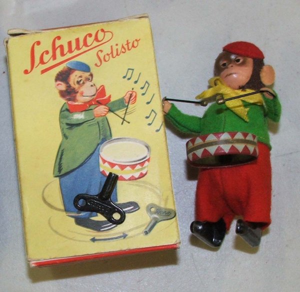 97: Schuco Solisto monkey drummer with original box
