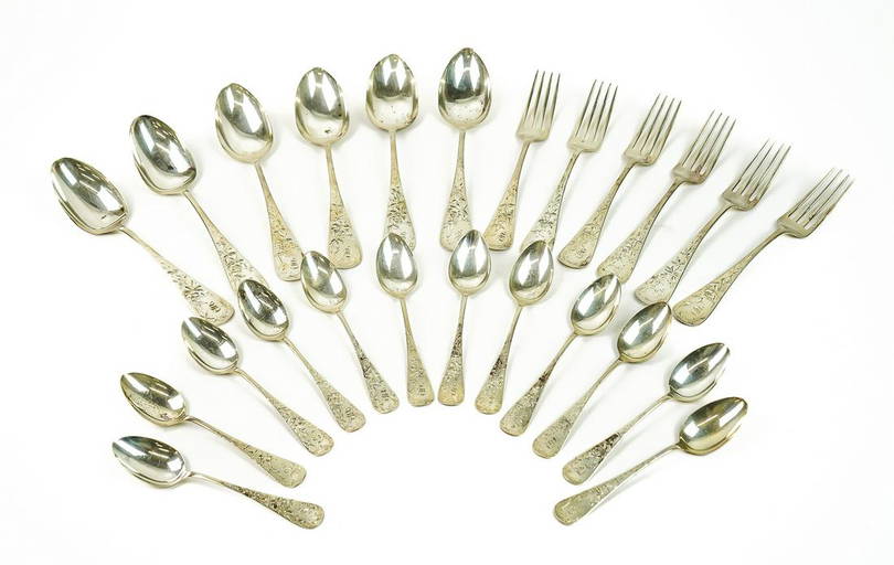 24 Pc Whiting Bright Cut Sterling Silver Flatware