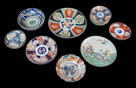 15 Pcs. Japanese Porcelain "spaghetti Ware",