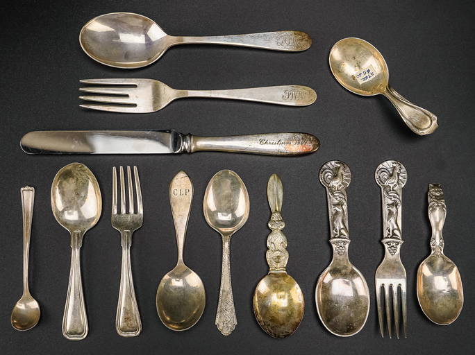 13 Pcs. Silver Youth Flatware Incl. Tiffany