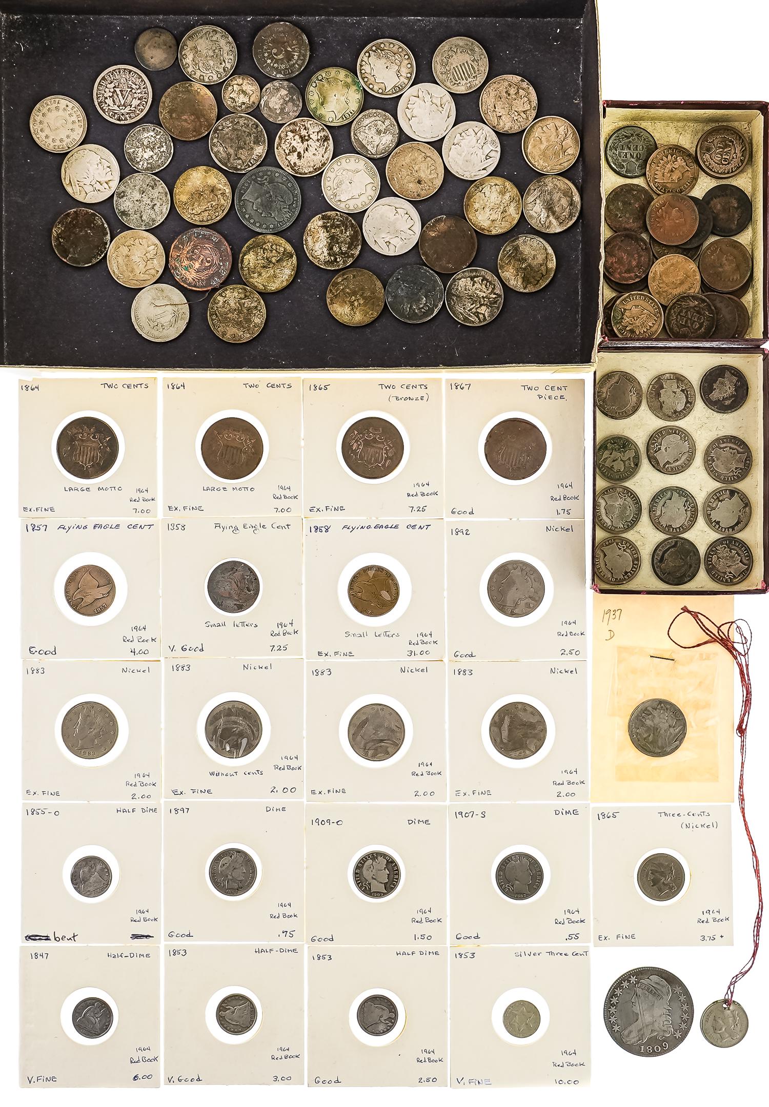 19th C Us Silver, Copper Coins