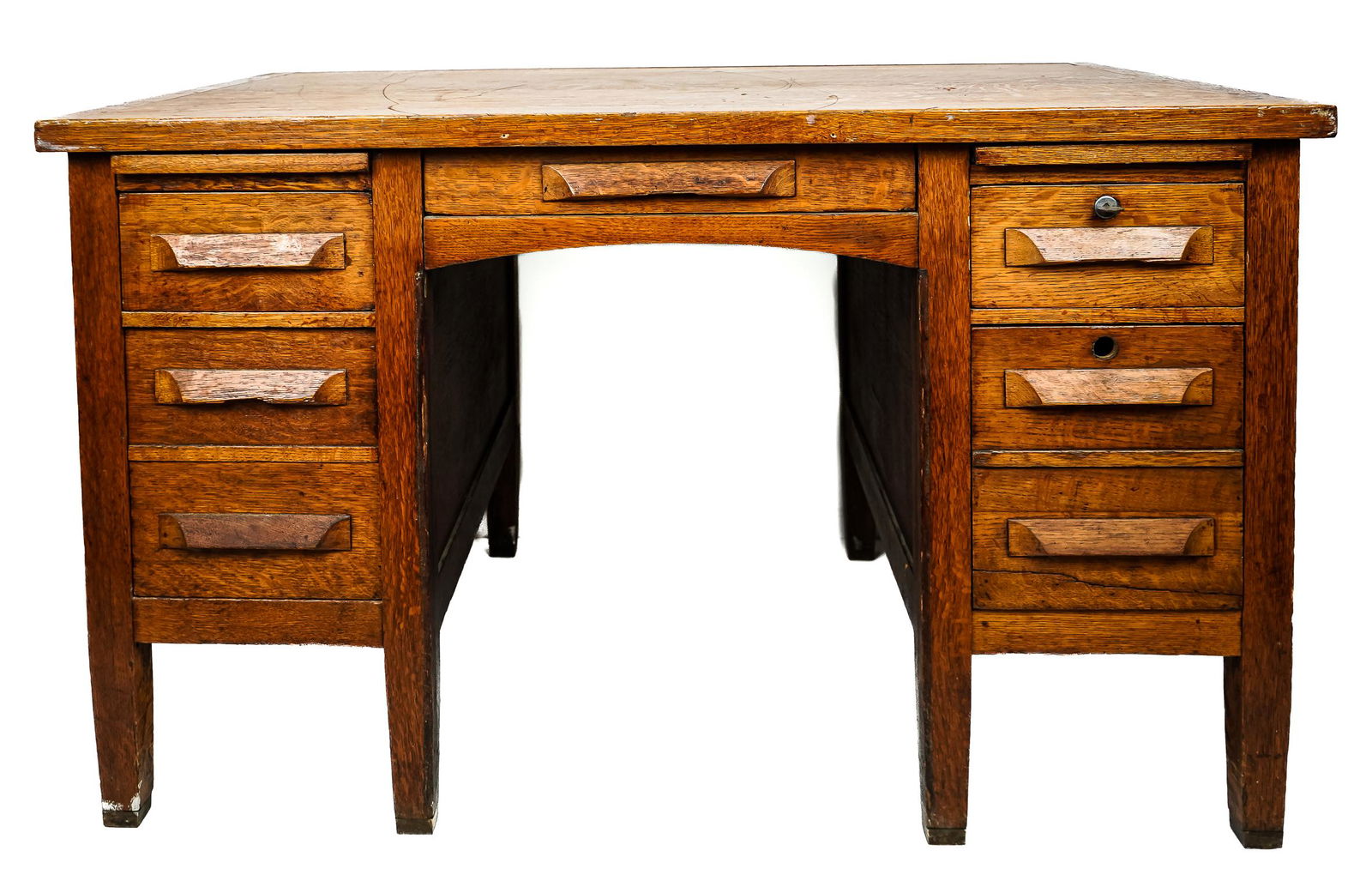 Oak Kneehole Flat Top Desk