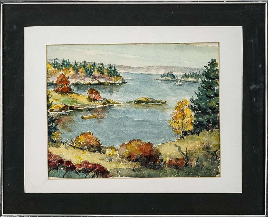 Ethel B Fowler (am 20th C ) Maine Landscape Auction
